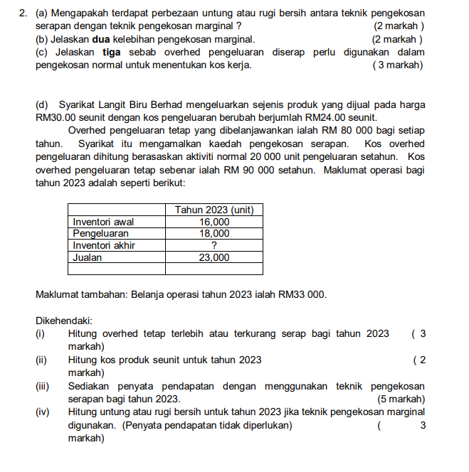 2. (a) Mengapakah terdapat perbezaan untung | StudyX