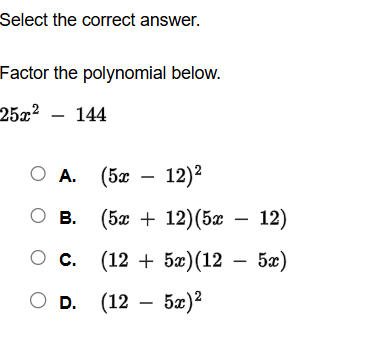 Select the correct answer. Factor the | StudyX
