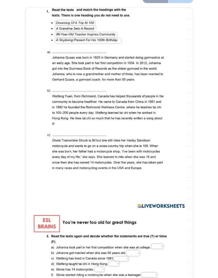 1. Read the texts and match the headings | StudyX