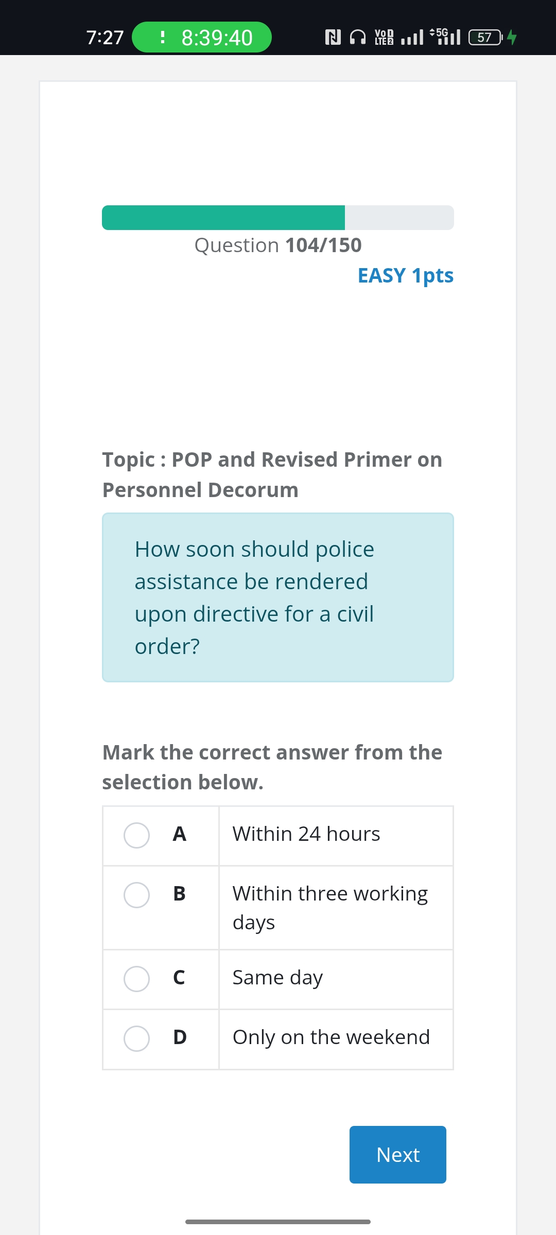How soon should police assistance be