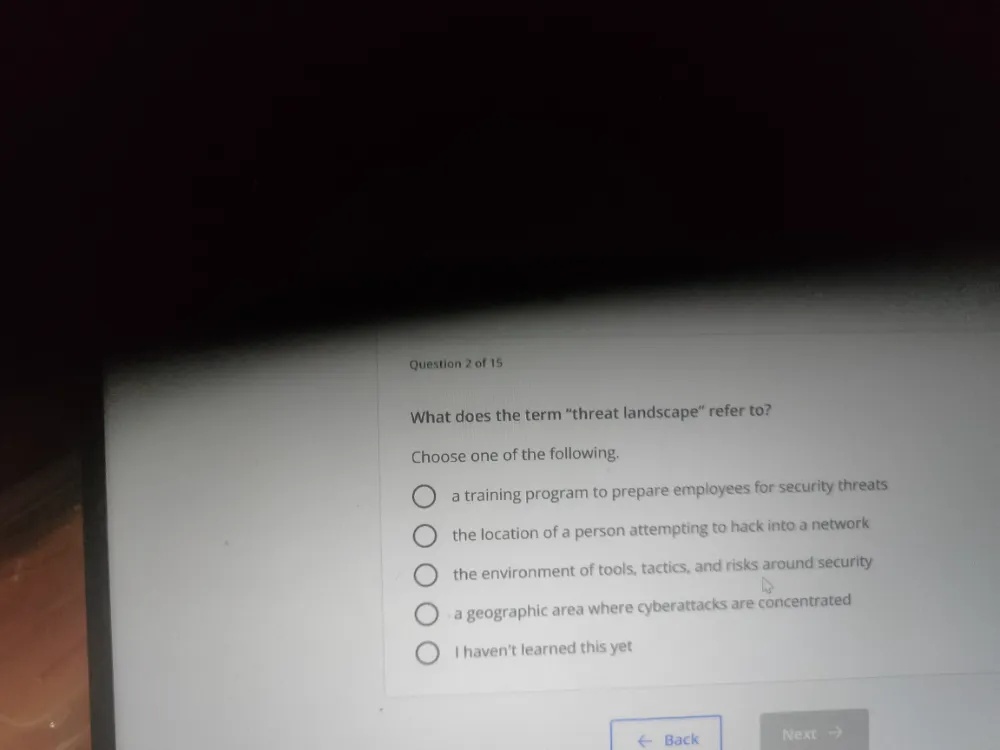 What does the term "threat landscape" refer | StudyX