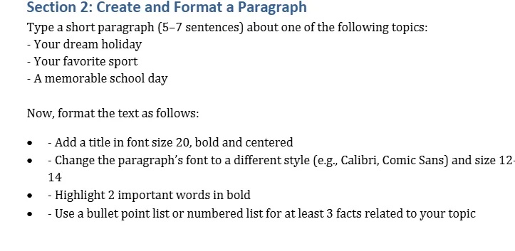 Section 2: Create and Format a Paragraph | StudyX