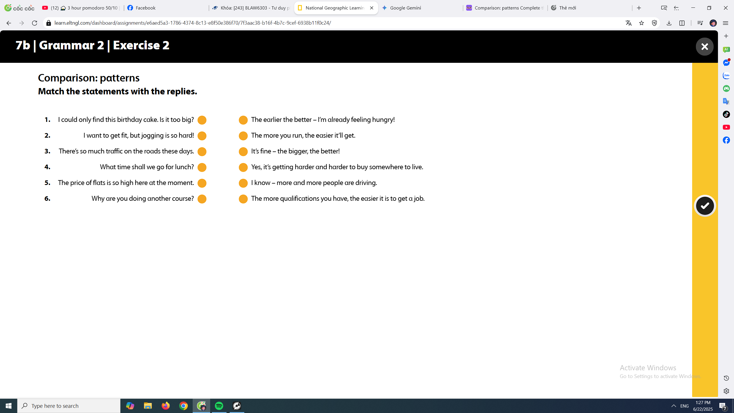 Comparison: patterns Match the statements | StudyX