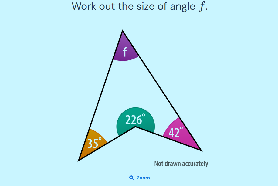 Work out the size of angle f. In the