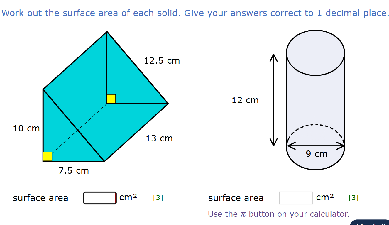 Work out the surface area of each solid. | StudyX