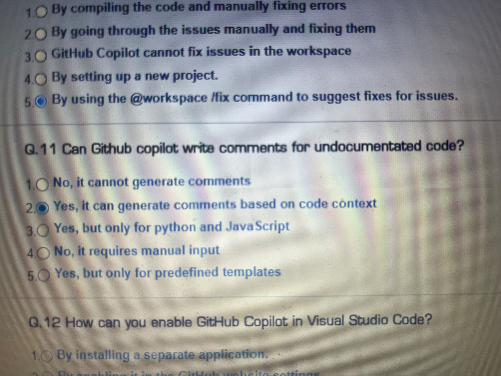 Q.11 Can Github copilot write comments for | StudyX