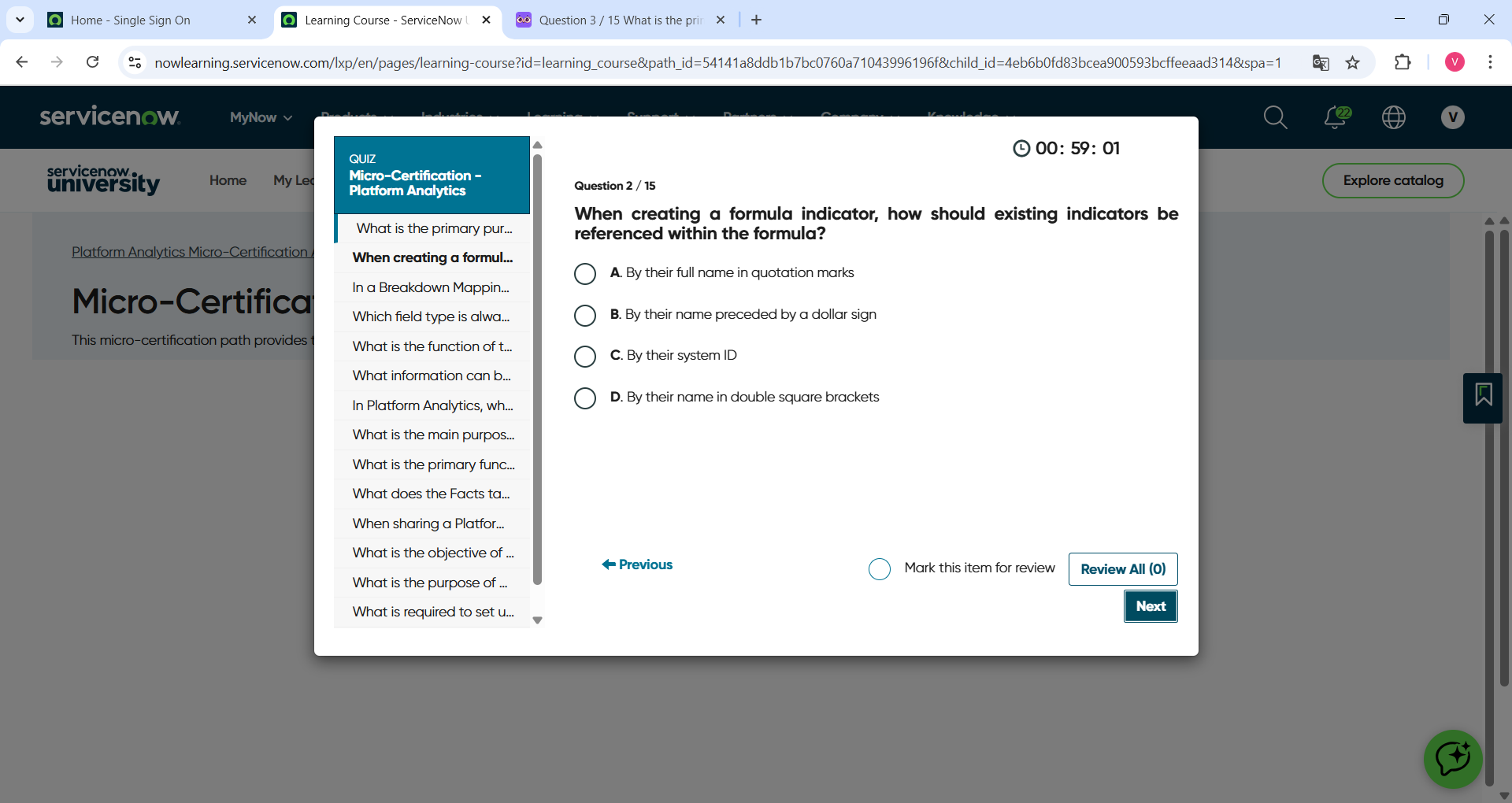 Question 2 / 15 When creating a formula | StudyX