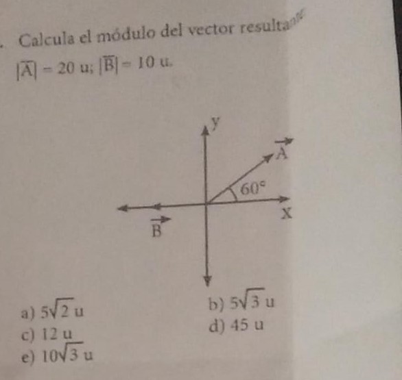 Calcula el módulo del vector resultante. | StudyX