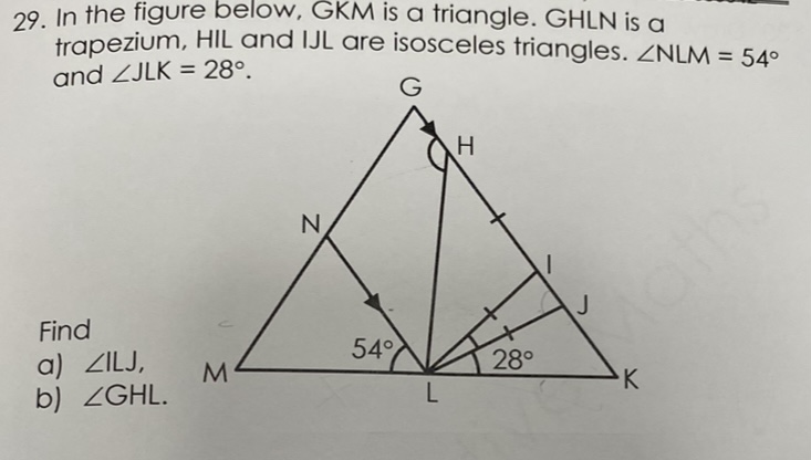 29. In the figure below, GKM is a triangle. | StudyX