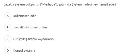 Java'da System.out.println("Merhaba"); | StudyX