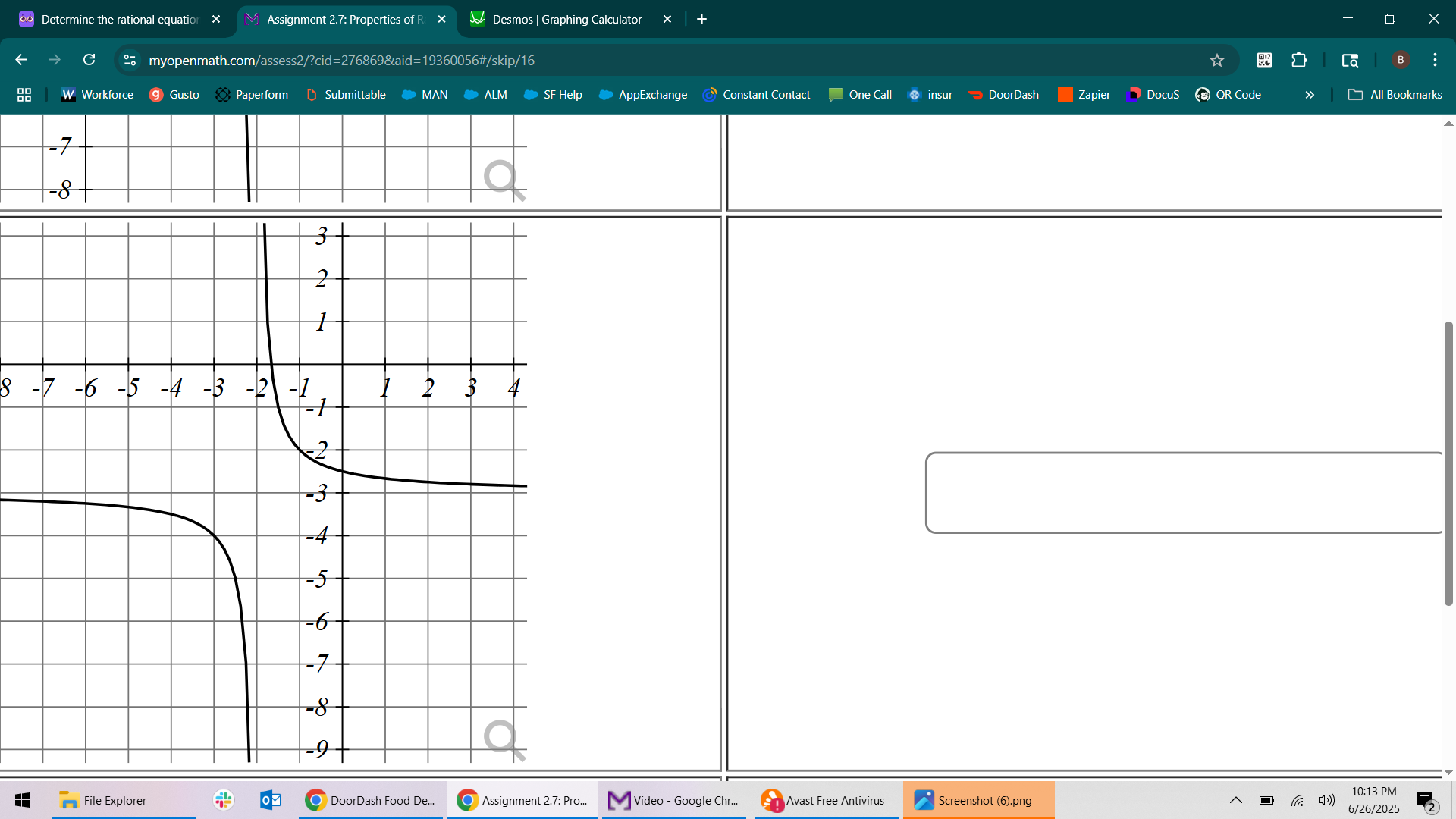Determine the rational equation. The image | StudyX