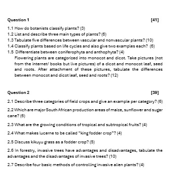 Question 1 1.1 How do botanists classify | StudyX