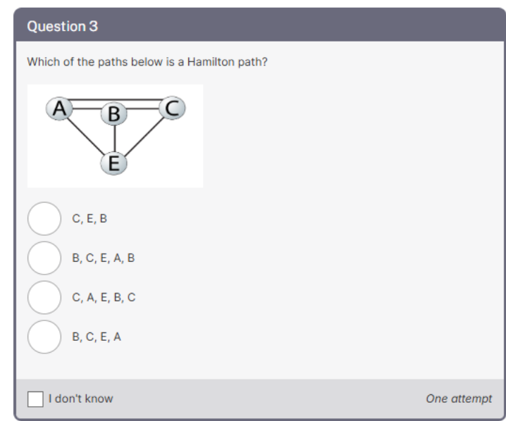 Which of the paths below is a Hamilton path? | StudyX