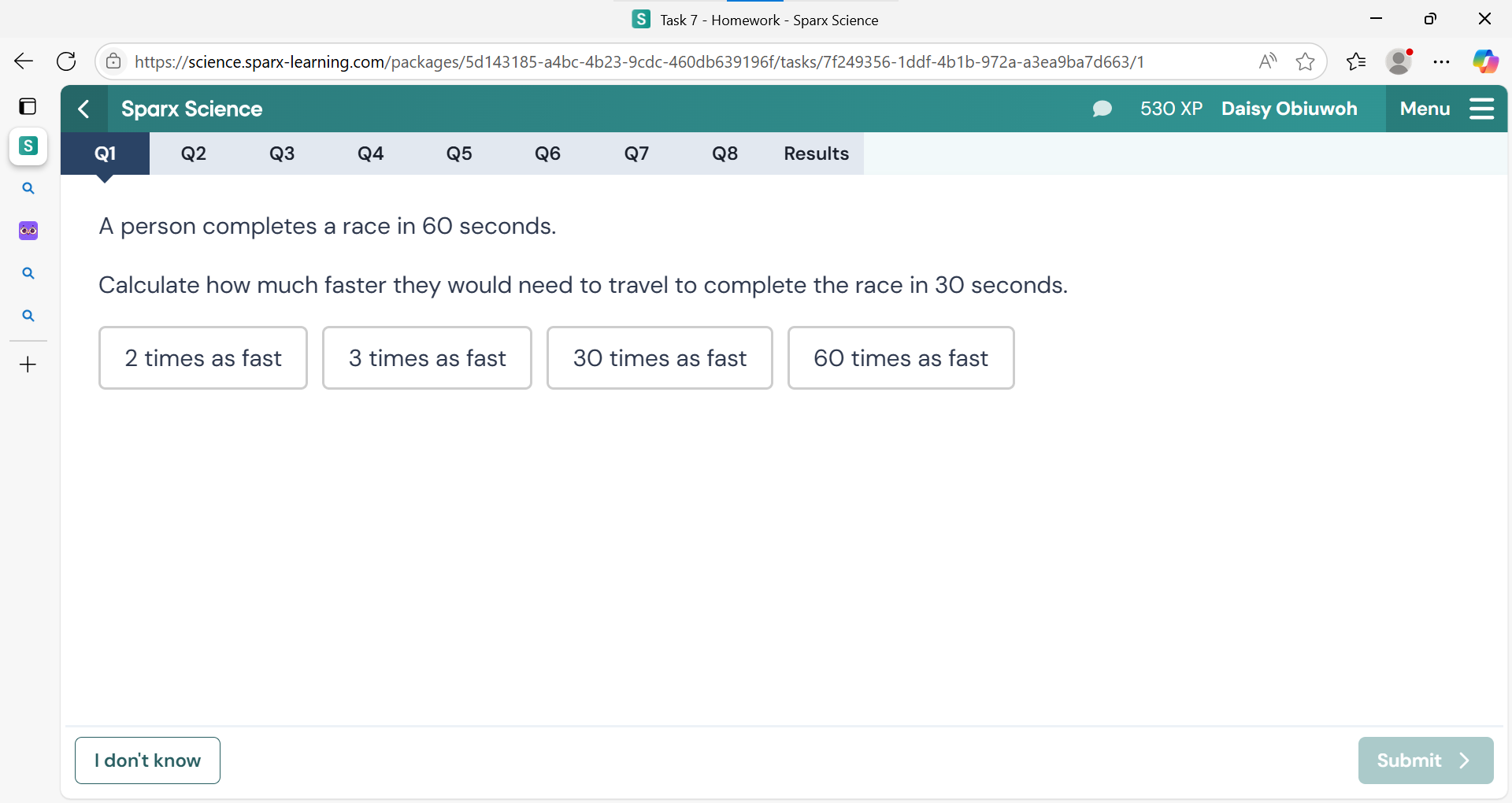 A person completes a race in 60 seconds. | StudyX