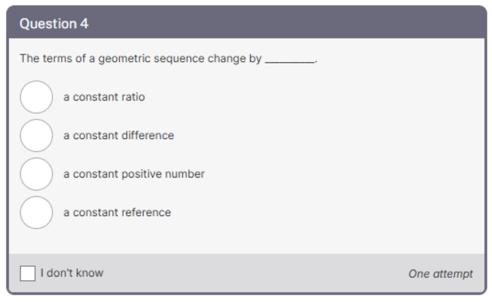 The terms of a geometric sequence change by | StudyX