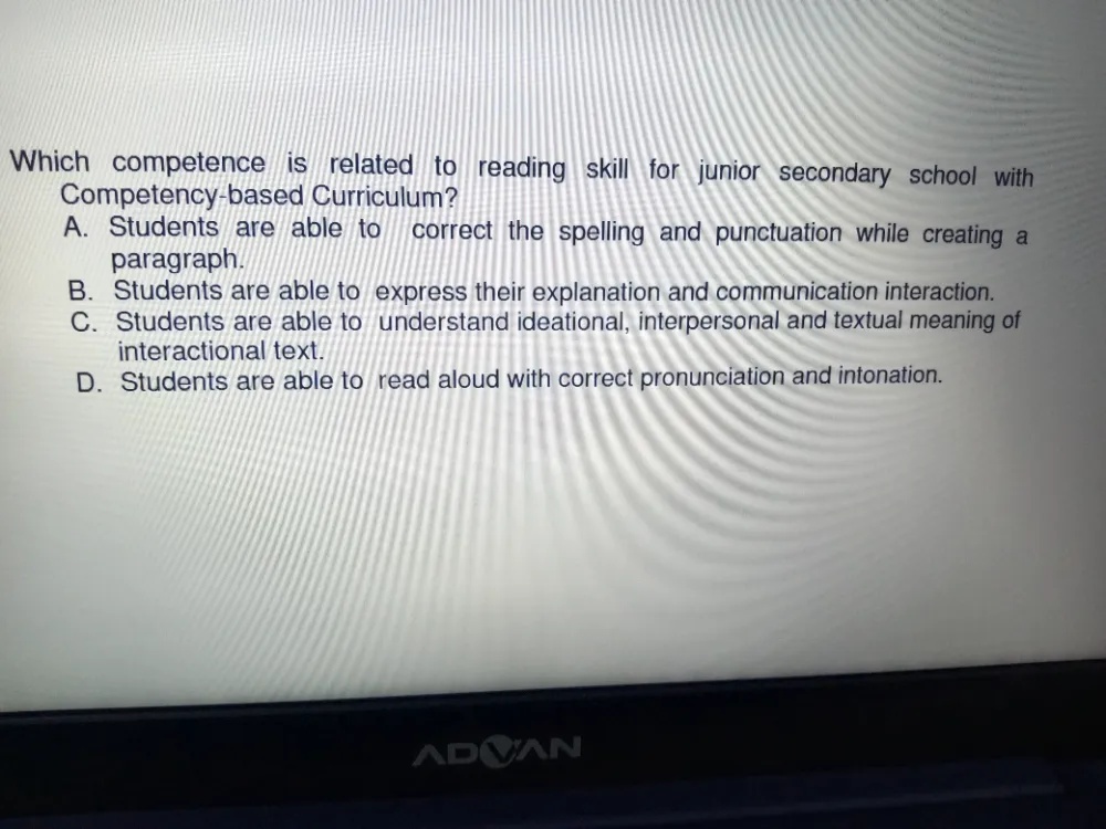 Which competence is related to reading skill | StudyX