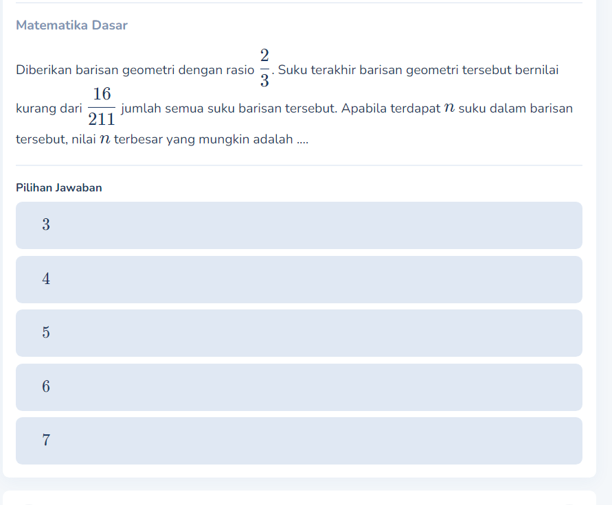 Diberikan barisan geometri dengan rasio $ | StudyX