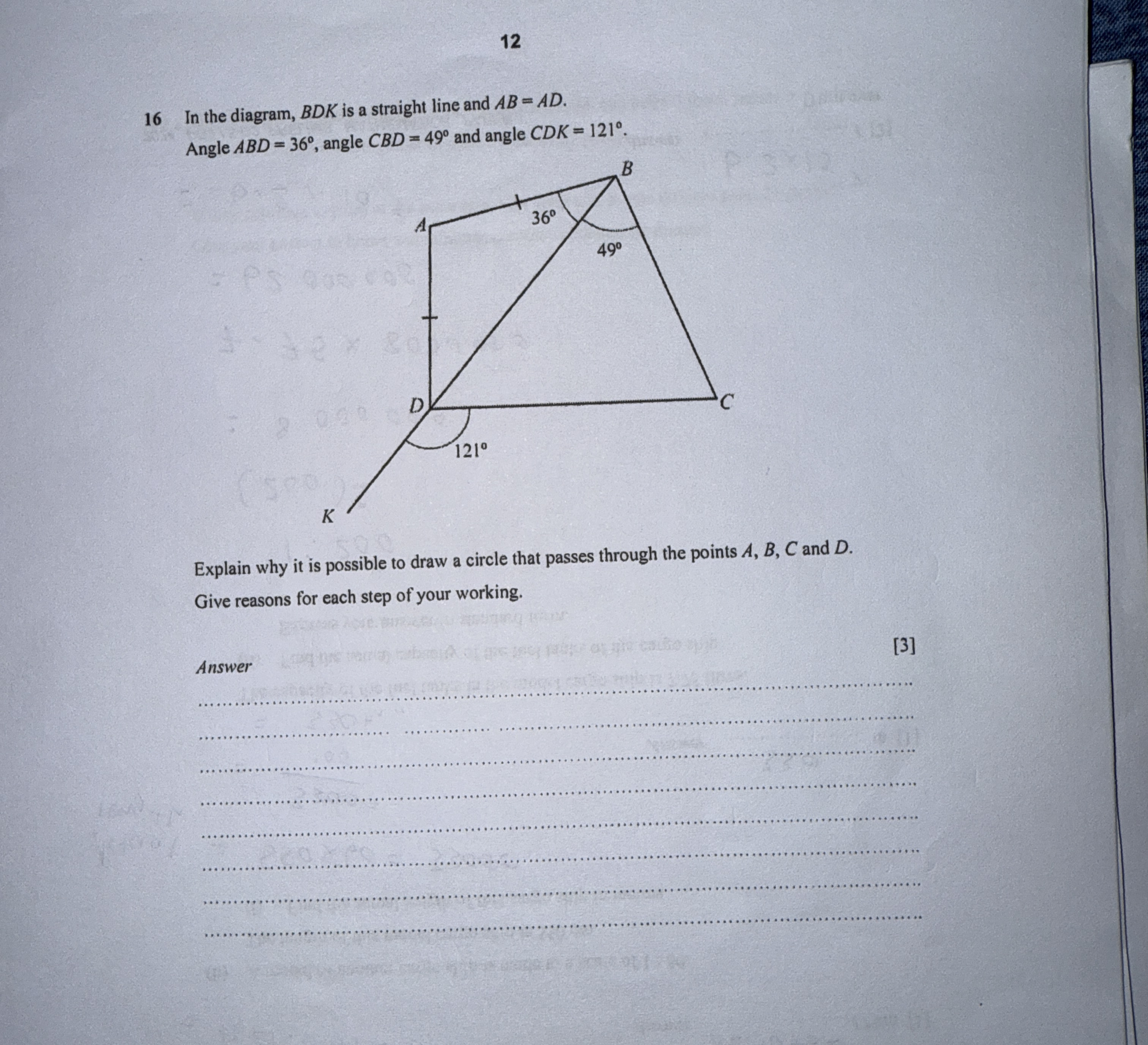 In the diagram, $BDK$ is a straight line and | StudyX
