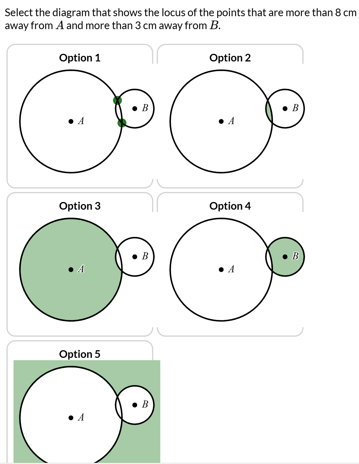 Select the diagram that shows the locus of | StudyX