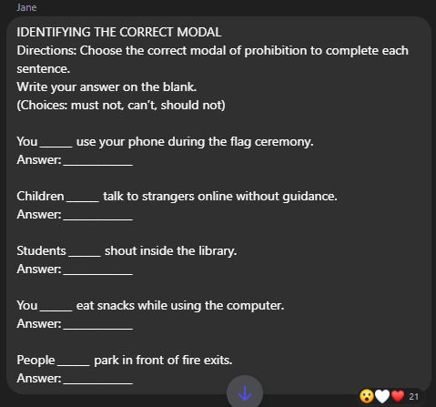IDENTIFYING THE CORRECT MODAL Directions: | StudyX