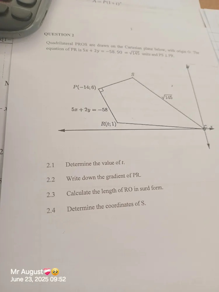 QUESTION 2 Quadrilateral PROS are drawn on | StudyX