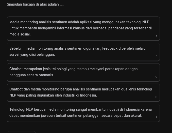 Simpulan bacaan di atas adalah .... A. | StudyX