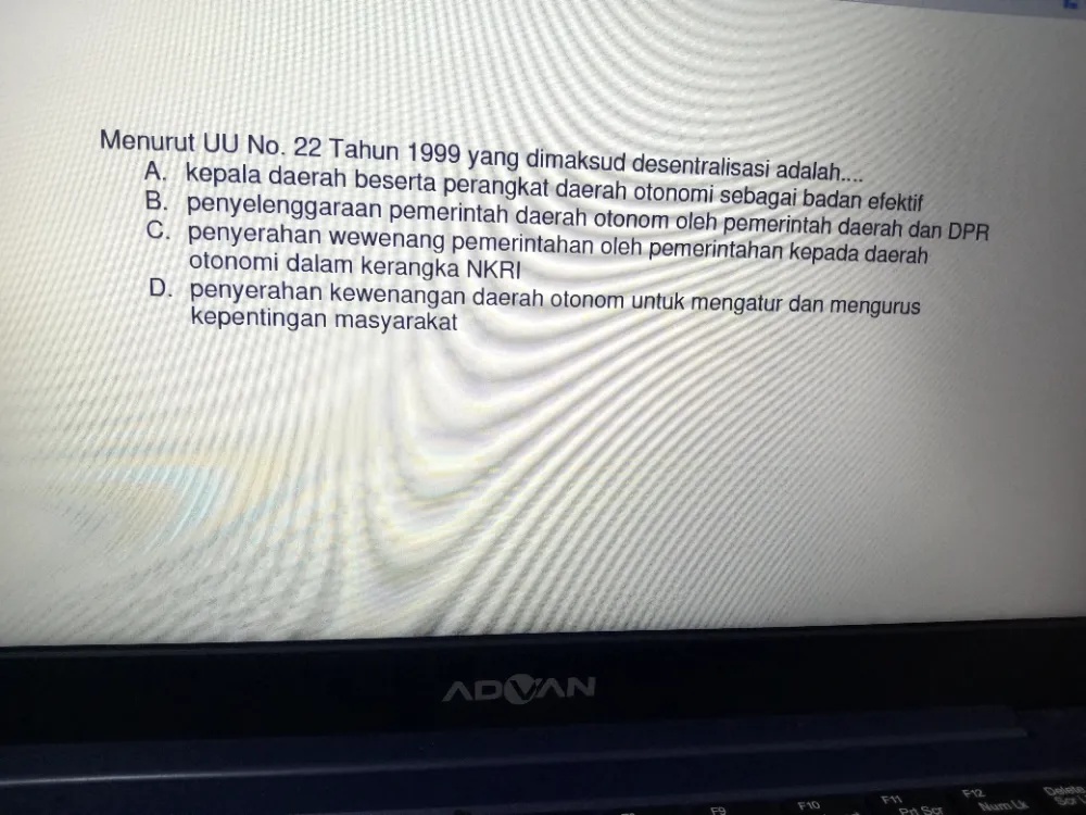 Menurut UU No. 22 Tahun 1999 yang dimaksud | StudyX