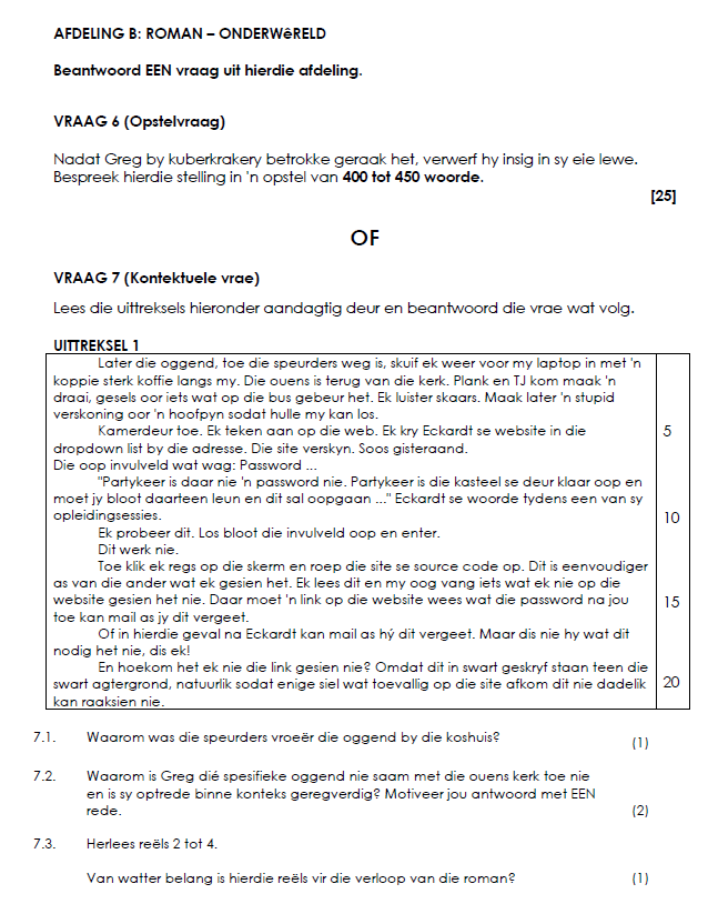 VRAAG 5: ONGESIENE GEDIG – KONTEKSTUELE VRAE | StudyX