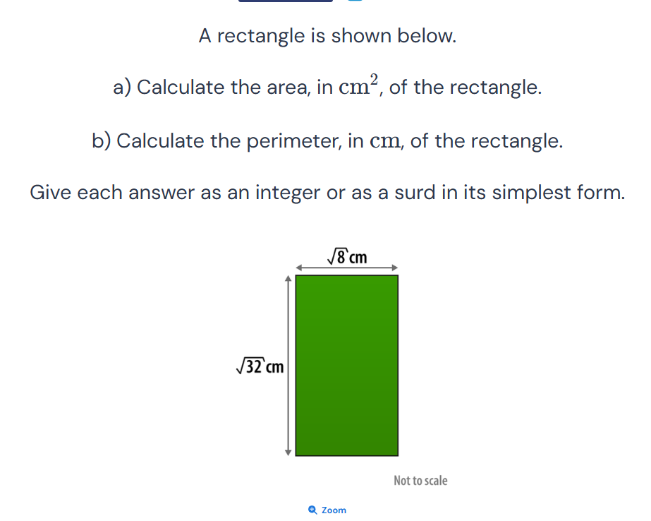 A rectangle is shown below. a) Calculate | StudyX