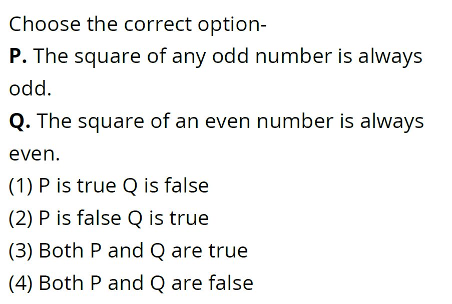Choose the correct option- P. The square of