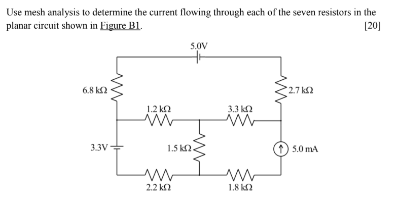 Use mesh analysis to determine the current | StudyX