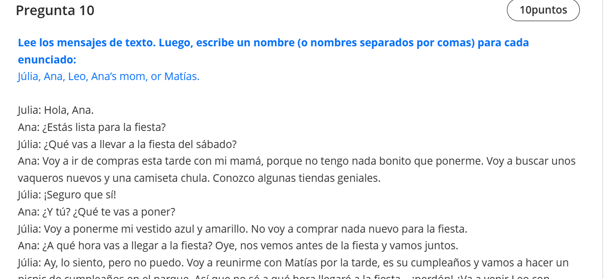 Lee los mensajes de texto. Luego, escribe un | StudyX
