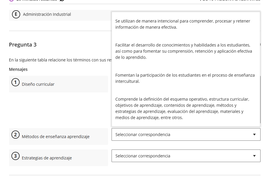 Pregunta 3 En la siguiente tabla relacione | StudyX
