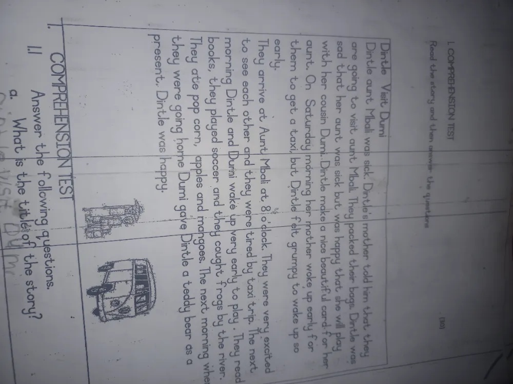 COMPREHENSION TEST Read the story and then