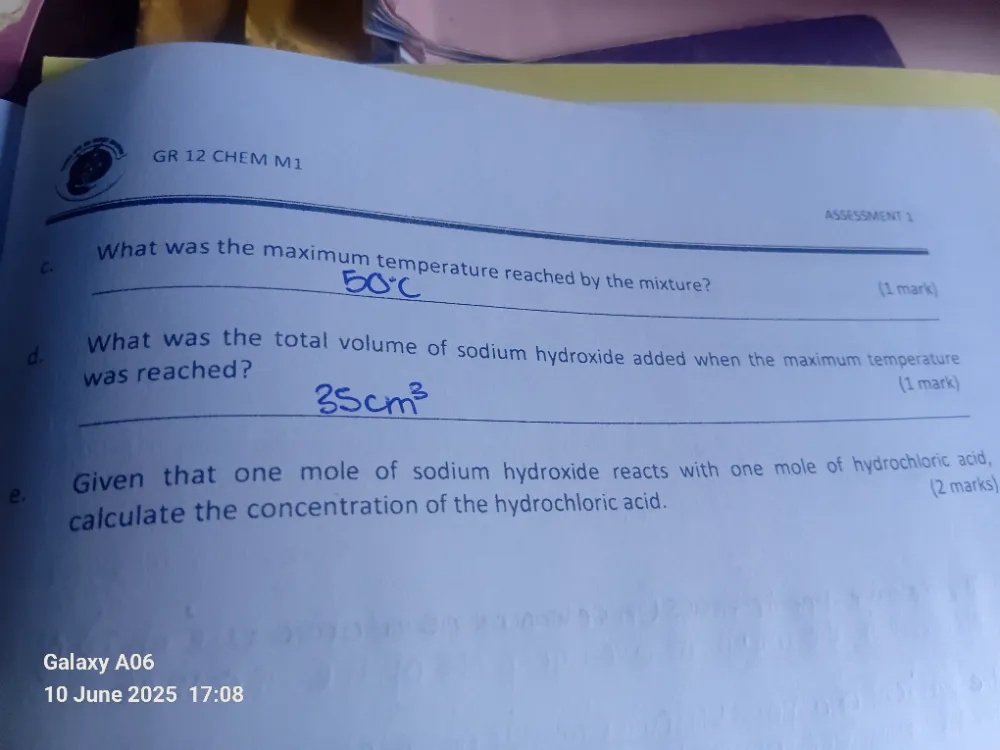 c. What was the maximum temperature reached | StudyX