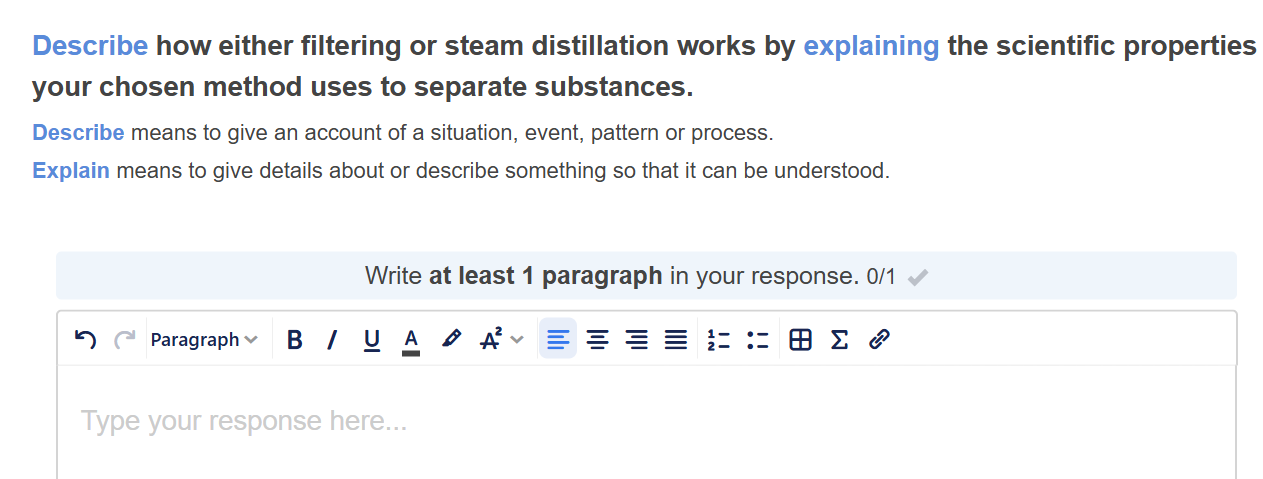 Describe how either filtering or steam | StudyX