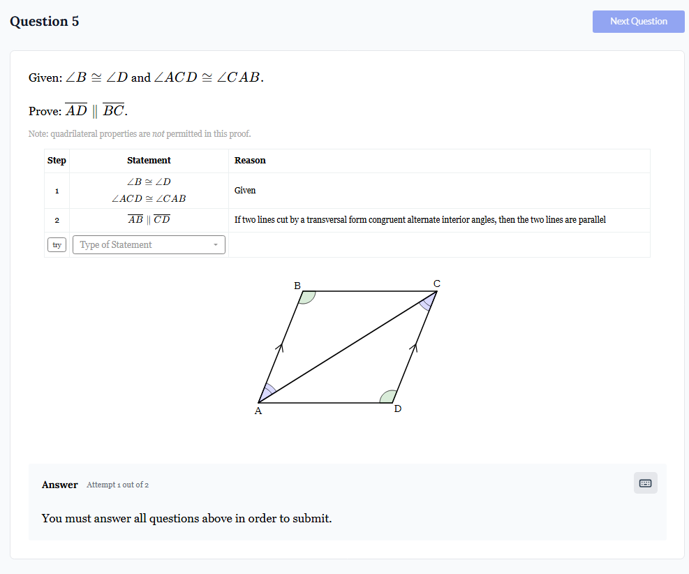 Given: $ B D$ and $ ACD CAB$. | StudyX