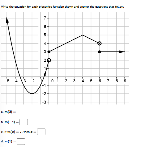Write the equation for each piecewise | StudyX