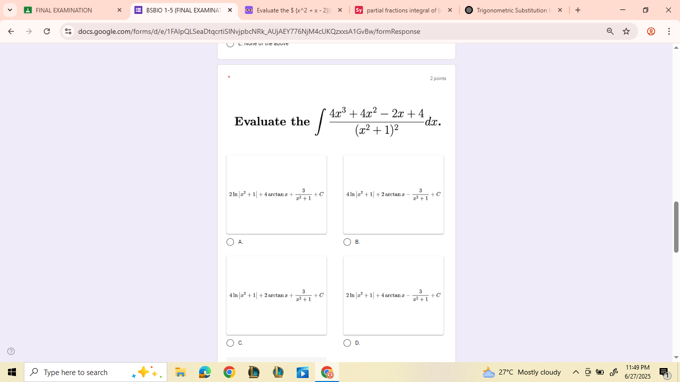 Evaluate the $ {4x^3 + 4x^2 - 2x + 4}{(x^2 | StudyX
