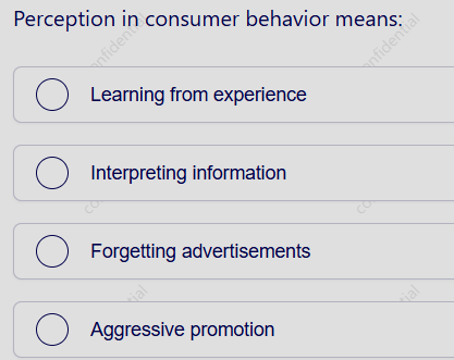 Perception in consumer behavior means: | StudyX