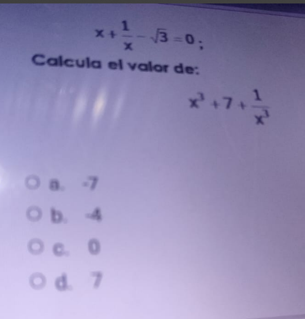 Given: $x + {1}{x} - {3} = 0$ Calculate | StudyX