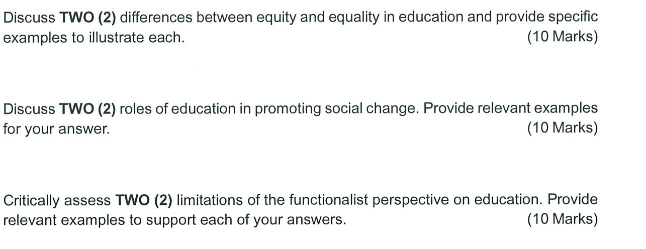 Discuss TWO (2) differences between equity | StudyX