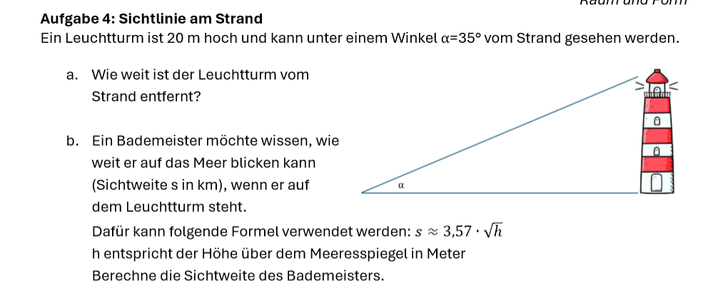 Aufgabe 4: Sichtlinie am Strand Ein | StudyX
