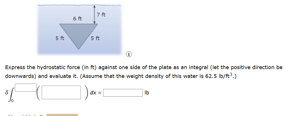 Express the hydrostatic force (in ft) | StudyX