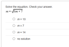 Solve the equation. Check your answer. $m