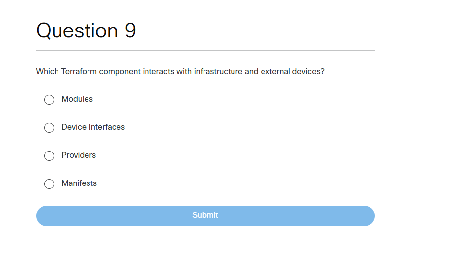 Question 9 Which Terraform component | StudyX