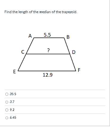 Find the length of the median of the | StudyX