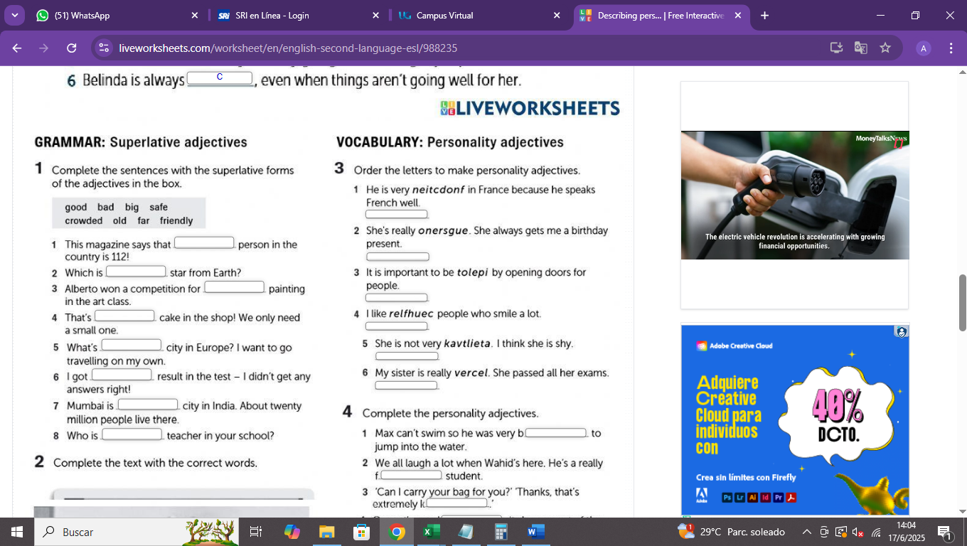 1 Complete the sentences with the | StudyX