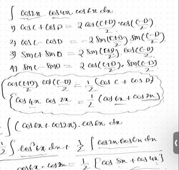 $ cos2x cos4x cos6x \ dx$ 1) $cosC + | StudyX