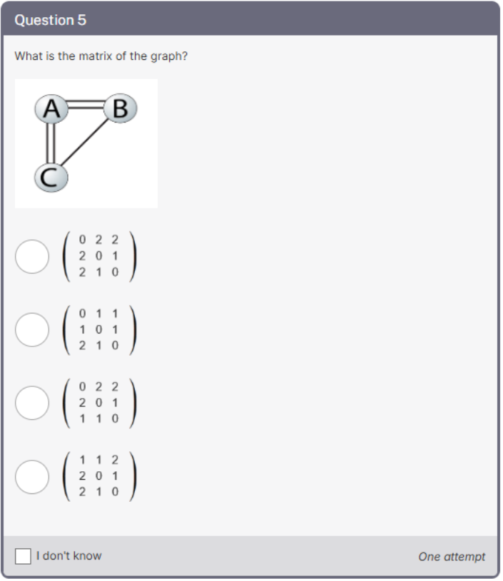 Question 5 What is the matrix of the graph? | StudyX
